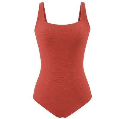 复古显白方领比基尼连体泳衣新品