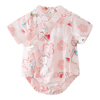 新生宝宝短袖和服包屁衣夏季天竹