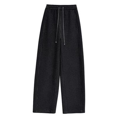 高腰休闲弯刀裤绵羊毛宽松阔腿裤