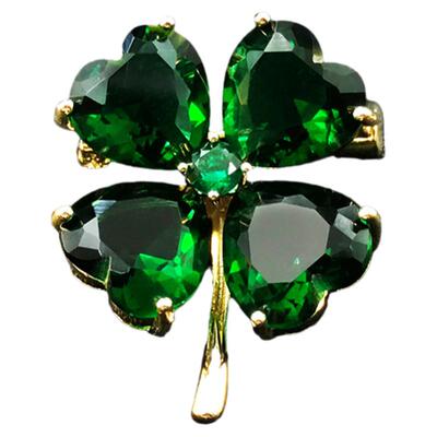 贝琳绿色四叶草胸针配饰