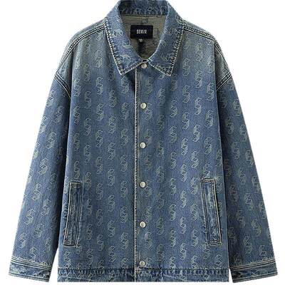 森马提花肌理牛仔外套休闲夹克男