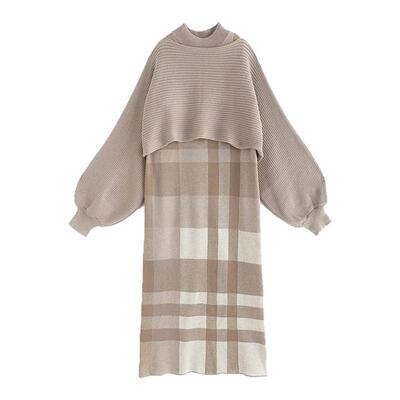 日本直邮日潮 GRL cropped top X 格子图案连衣裙针织套装 kz200