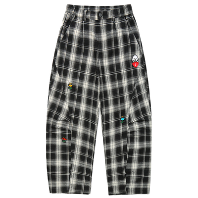 GUUKA联名美式格子弯刀裤