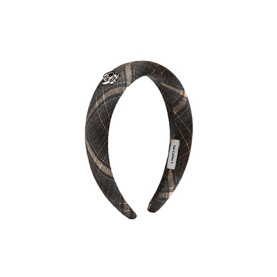 SeiCarinaY撞色格纹花朵扣发箍