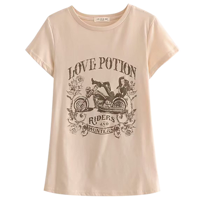 适中棉女欧美朋克短袖印花棉