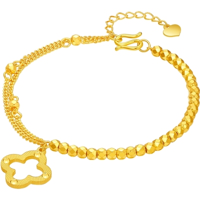 六桂福珠宝S925四叶草手链