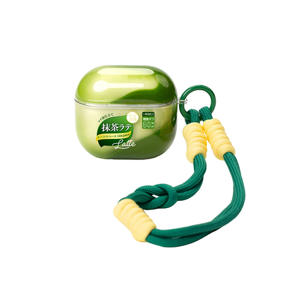 壳空间原创个性新款抹茶拿铁流沙耳机壳适用苹果AirpodsPro1/2/4代蓝牙耳机保护壳耳机套透明