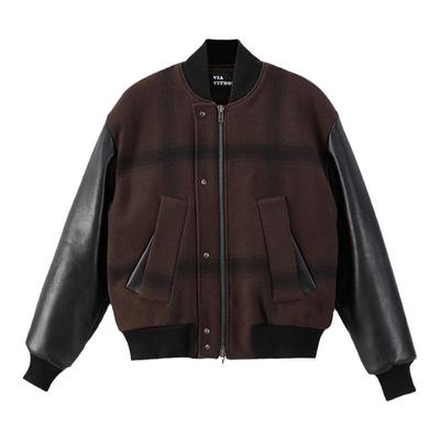 春秋冬廓形羊毛粗花呢加厚棒球服