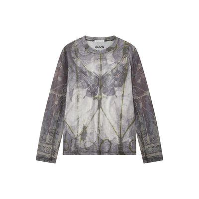 弹力网纱满印皮肤衣合肩T恤