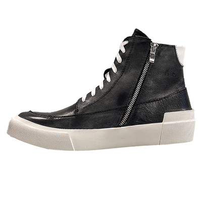 欧洲站走秀款侧拉链真皮高帮板鞋