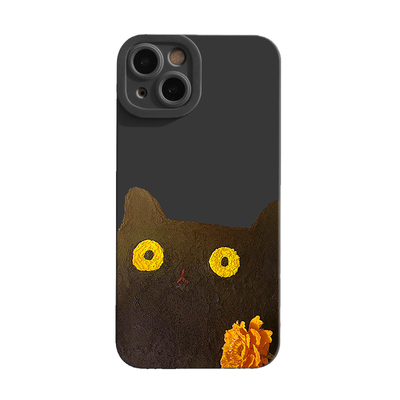 油画黑猫iPhone手机壳