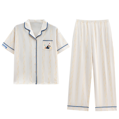 PaulCozy纯棉情侣睡衣夏季男女款夏天2026新款短袖长裤家居服套装