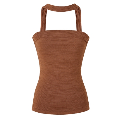 DIANA VEVINA秋冬新款挂脖抹胸两穿背心反挂脖露肩设计针织背心