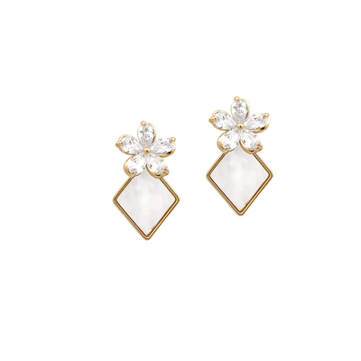 Chomel精致菱形甜美花朵耳环