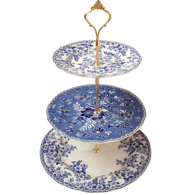 外贸出口英国釉中彩双三层餐具