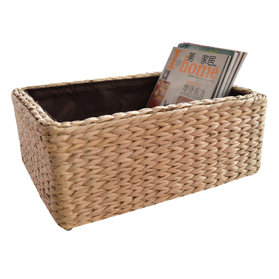 手工蒲草编织橱柜收纳筐