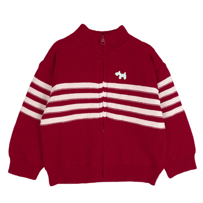 男童纯棉加绒毛衣开衫宝宝新年服