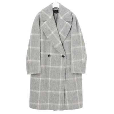 羊毛羊驼毛混纺格子大衣商场同款