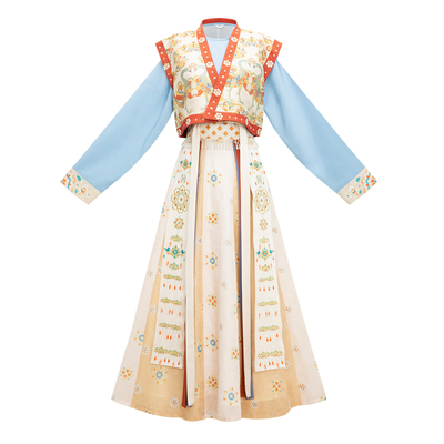 花朝记｜花间灵玑雀羽｜唐制汉服锦背子圆领衫交窬裙定织妆花传统