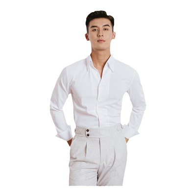 免烫扣领意式绅士一片领衬衣