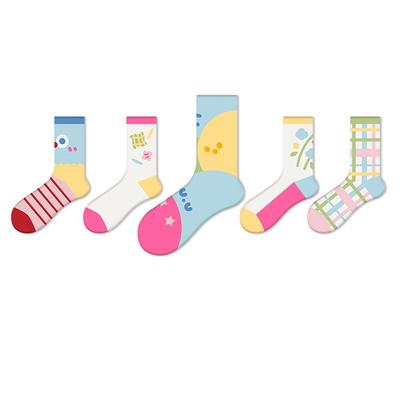 smile有筐袜子女潮网红款ins原创糖果满屋长袜可爱中筒秋冬款纯棉