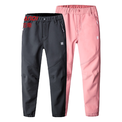 儿童冲锋裤挡风防水加绒保暖