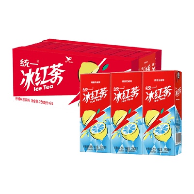 统一冰红茶柠檬味冰爽250ml*24盒