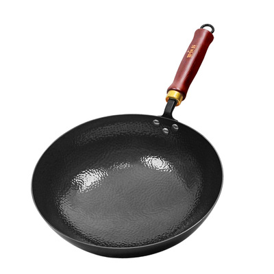 盟铁匠手工锻打铁锅无涂层不粘锅