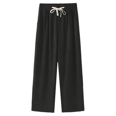 休闲裤大码松紧腰胖mm阔腿长裤女