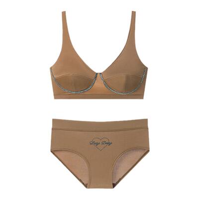 LazyDaisy浅棕蓝钻运动内衣套装