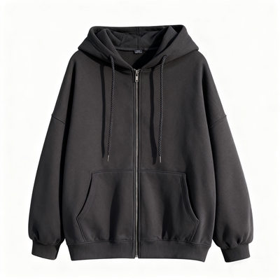 black hoodie zipper jacket for women拉链黑色卫衣连帽外套女