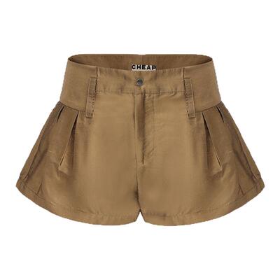 cheapartlabel金色低腰真丝短裤