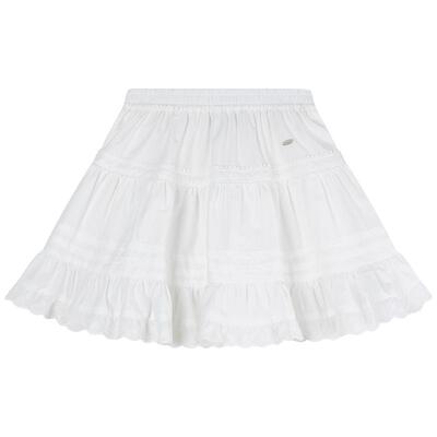 MUCMUKN【甜心蛋糕】天丝莱赛尔棉白色花边蛋糕腰裙女童26夏新
