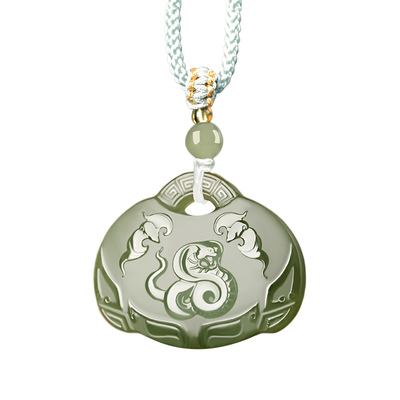 和田玉平安锁十二生肖吊坠女宝宝