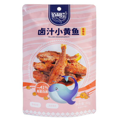 佰利佳卤汁小黄鱼香辣味烧烤味小鱼干鱼仔即食解馋包装小零食80g