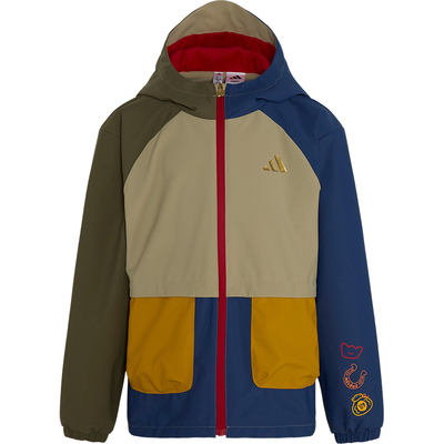 Adidas/阿迪达斯正品2025冬季款儿童日常连帽拼接梭织外套KV6982