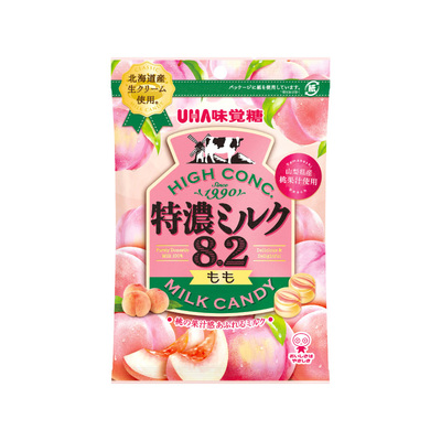 日本进口悠哈Uha特浓牛奶8.2白桃味糖果硬糖奶糖零食袋装67.5g