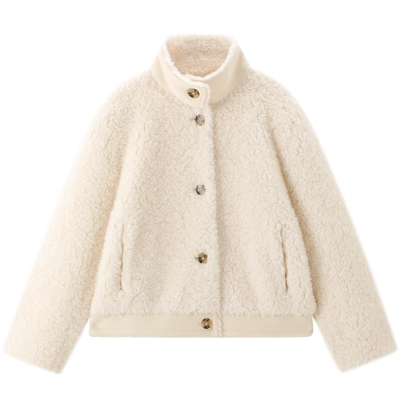 【商场同款】太平鸟品质全羊毛颗粒毛外套女正反两穿A1ADF4313