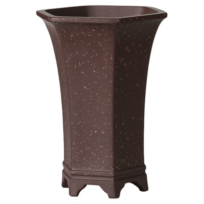 清香阁紫砂 朱永南手工 紫泥铺砂漂口六方盆 桌面古典蕙兰建兰花