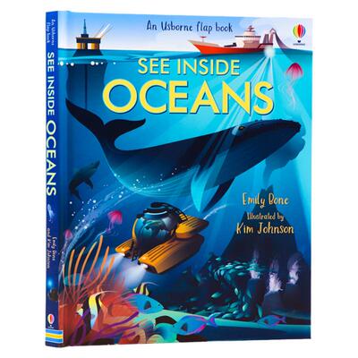 Usborne看里面系列 海洋See Inside Oceans 英文原版进口图书 海洋生物启蒙认知 儿童百科科普翻翻书 环保主题 大开精装纸板书