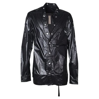 【正品现货】RICK OWENS RO 26SS 暗黑街头亮面尼龙按扣长袖衬衫