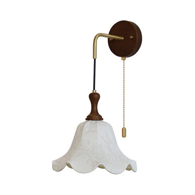 春晓法式中古卧室床头吊线灯复古客厅带拉线开关楼梯过道花瓣壁灯