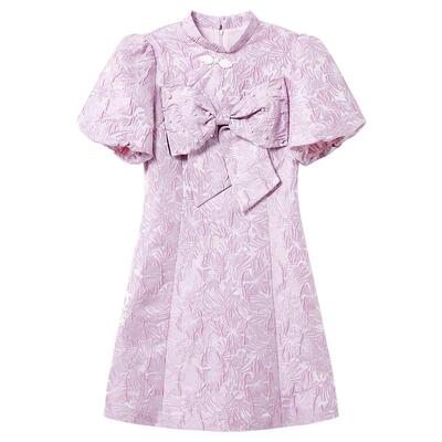 可可尼cocoon典雅国风连衣裙款蝴蝶结设计珍珠装饰夏款