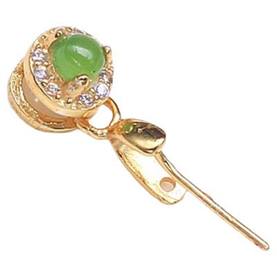 diys925黄金色翡翠碧玉银饰扣子