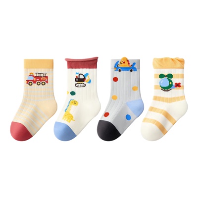 贝比婴儿冬季纯棉无骨中筒4双