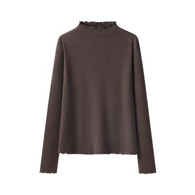 绒德打底衫保暖木耳边半高领上衣