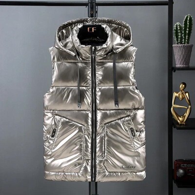 E 63591 inter Shiny Jacket Vest Hooded 亮面连帽马甲 跨境代