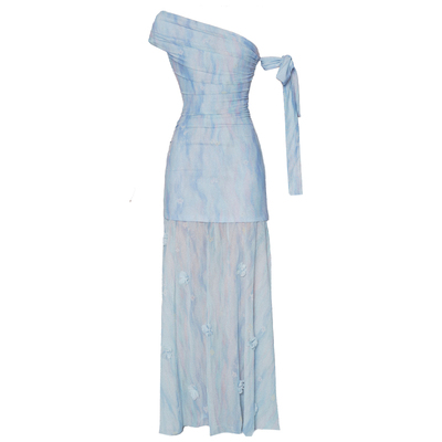 易碎商店蓝色立体花长裙