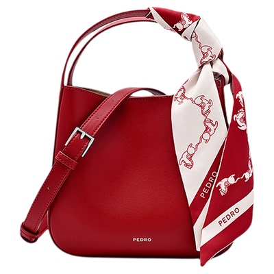 PEDRO马年限定DEMI菜篮包斜挎包水桶包红色包包PW2-15060012-3