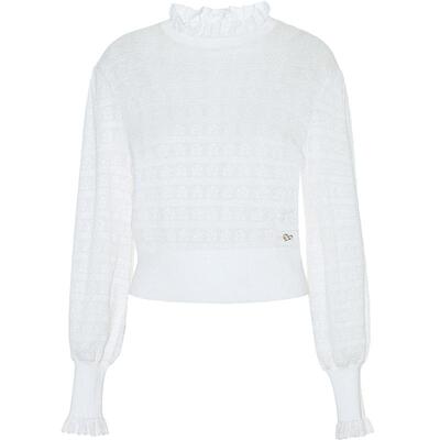 FIVE PLUS毛衣女花边小立领气质肌理感套头衫长袖内搭新款女秋季